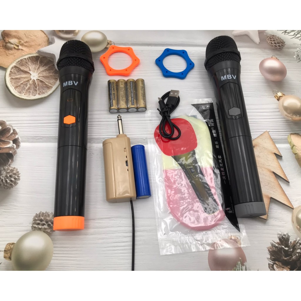 MBV ไมค์โครโฟน ไมล์ลอยคู่แบบพกพา รุ่น M66 ชุดรับ-ส่งไมโครโฟนไร้สาย Wireless Microphone UHF ปรับ ...