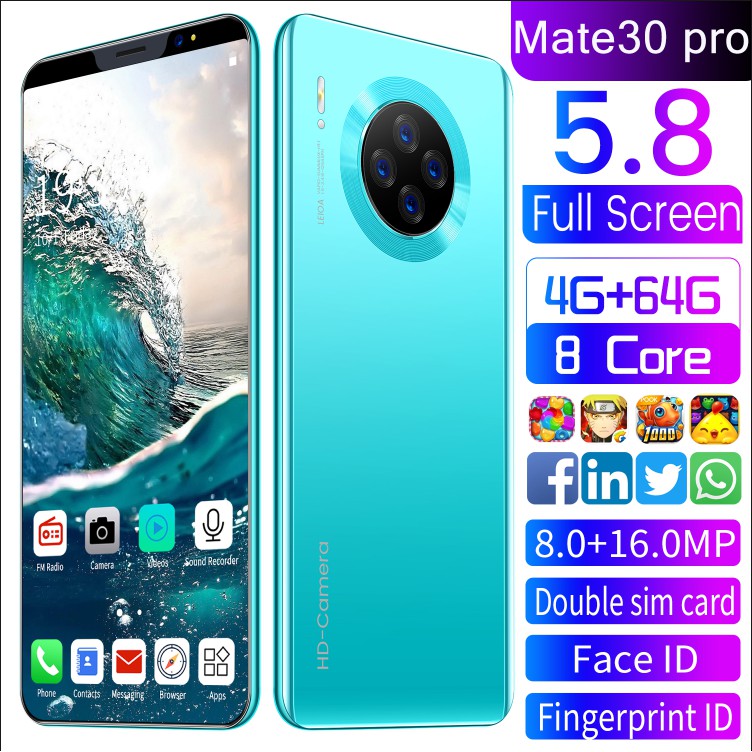 huawei mate30 pro หน้าจอขนาดใหญ่ 5.8 นิ้ว 3/4Gโทรศัพท์ราคาถูก（4+64G+รับประกันหนึ่งปี+อุปกรณ์ ...