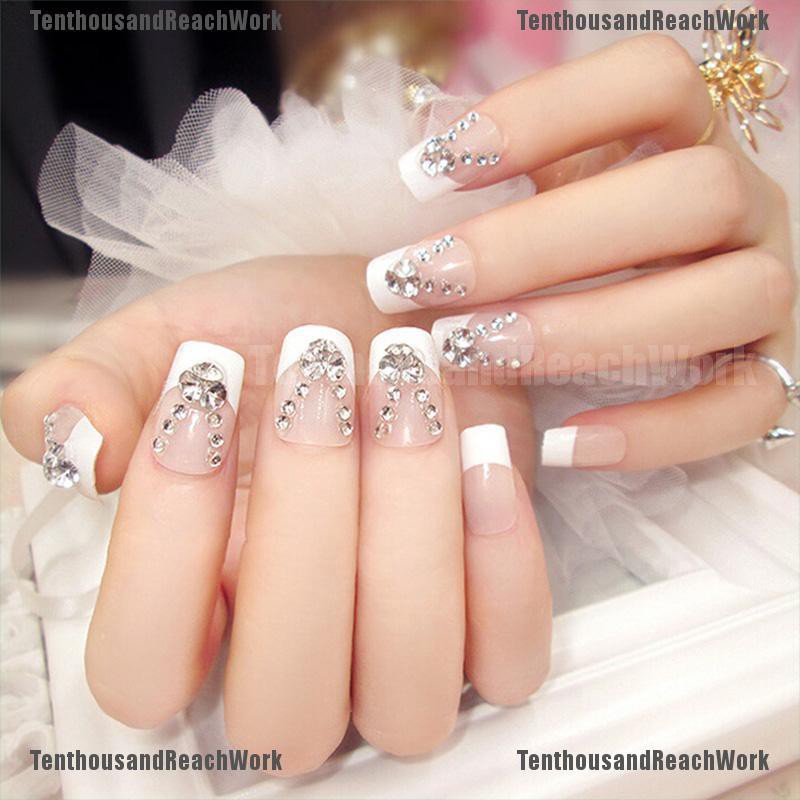 [cod Rts]24pcs Black French Nails Full Frame False Nail Tips Full Cover