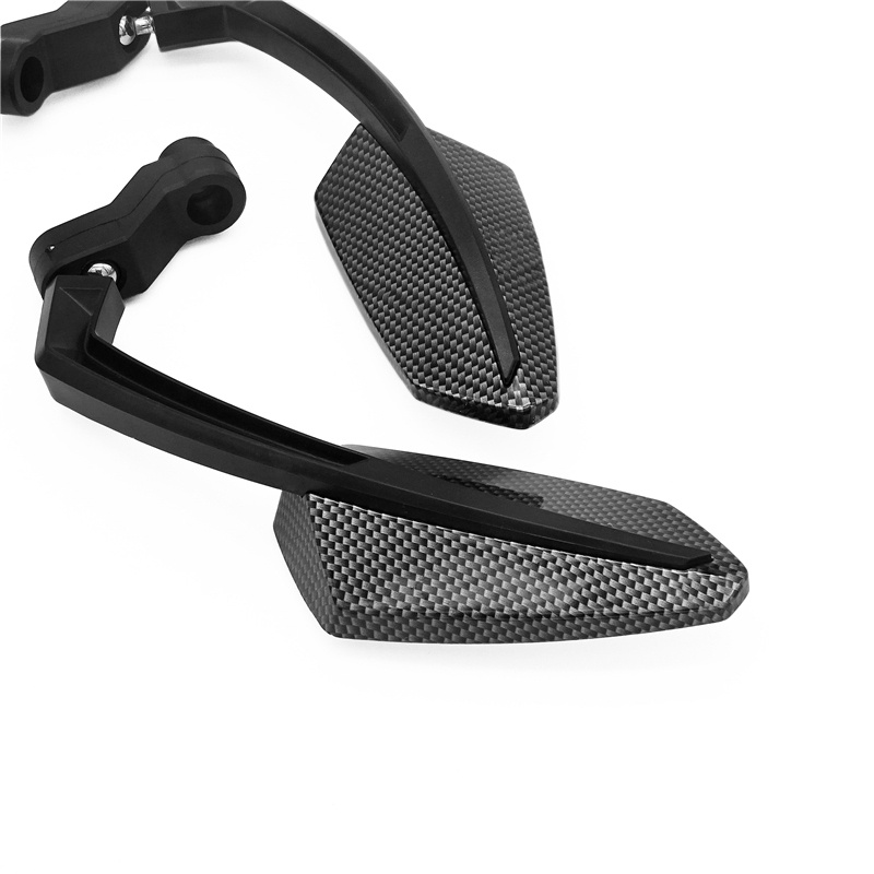 1 Pair 810mm Black Carbon Fiber Style Universal Motorcycle Mirrors ...