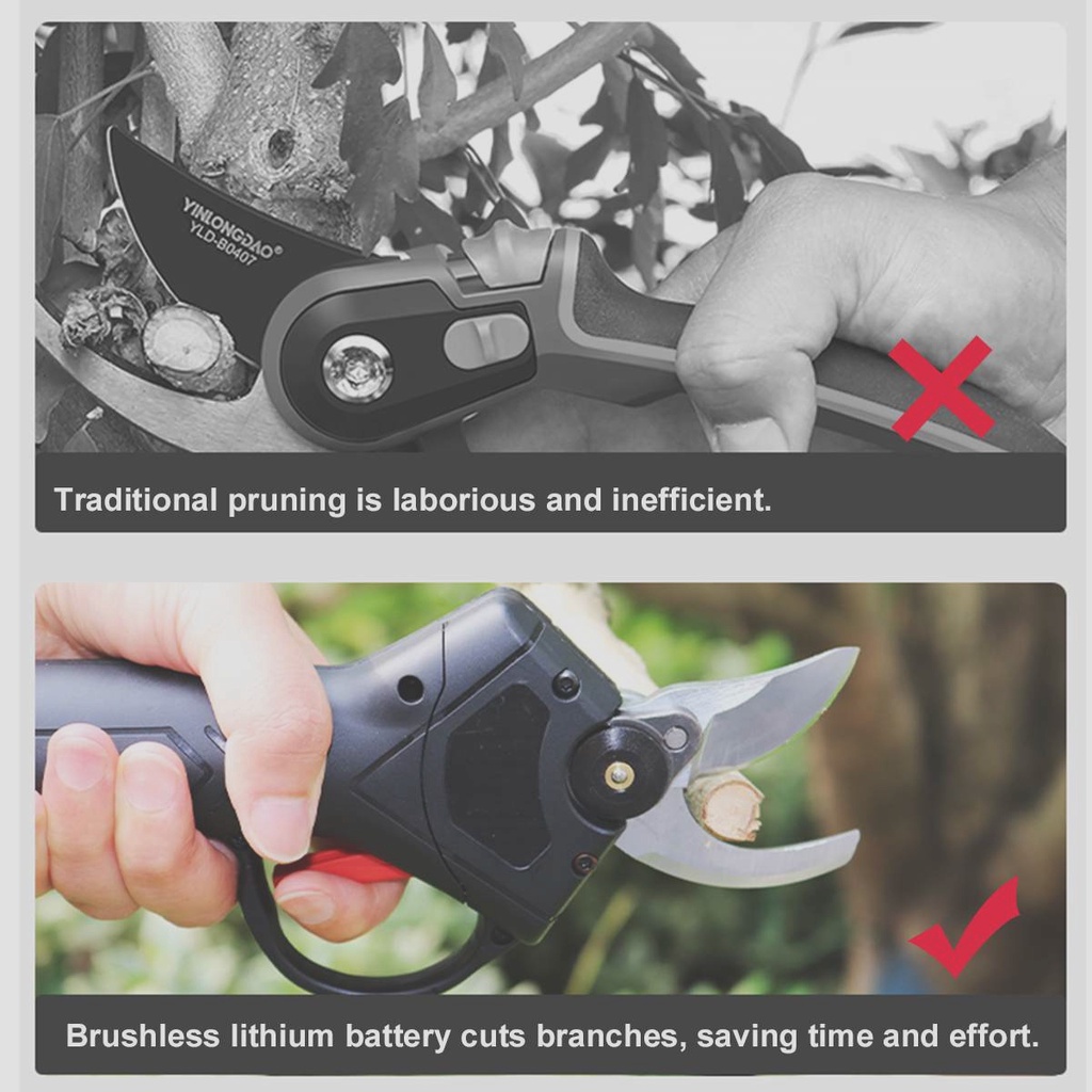 288V Cordless Pruner Lithium-ion Pruning Shear Efficient Fruit Tree ...