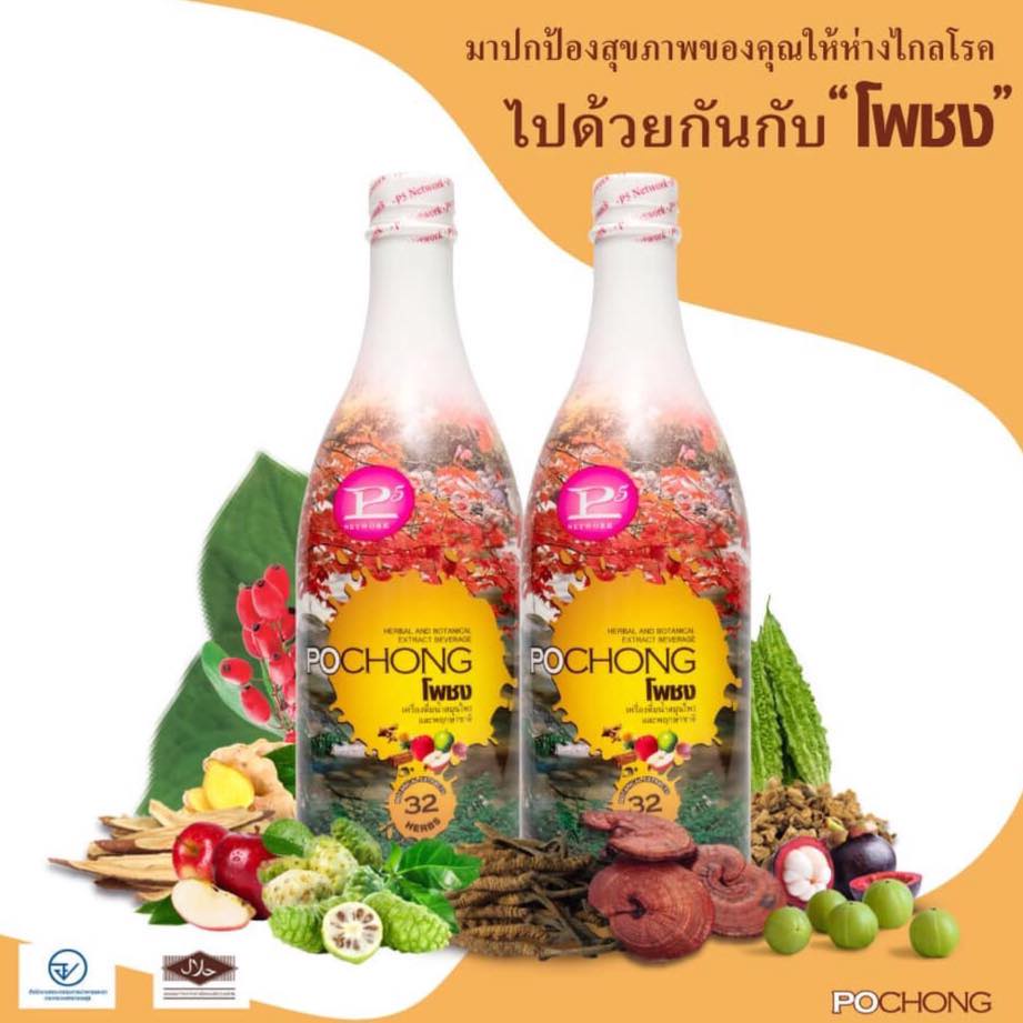 เครื่องดื่มสมุนไพร โพชง Pochong เครื่องดื่มบำรุงสุขภาพ 1 ขวดใหญ่ ...