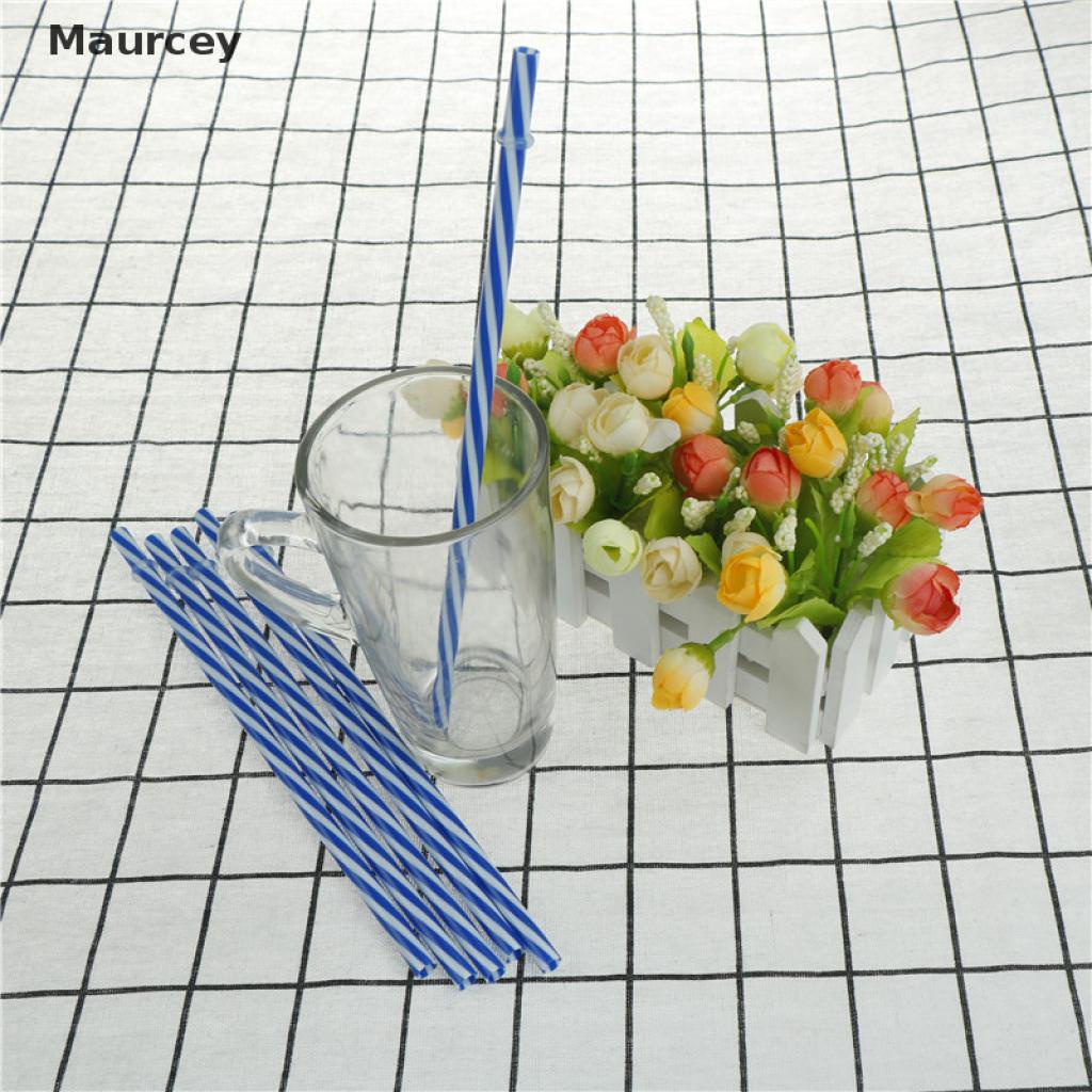 Maurcey 6pcs Two Colors Thread Pattern Reusable Plastic Thick Drinking ...