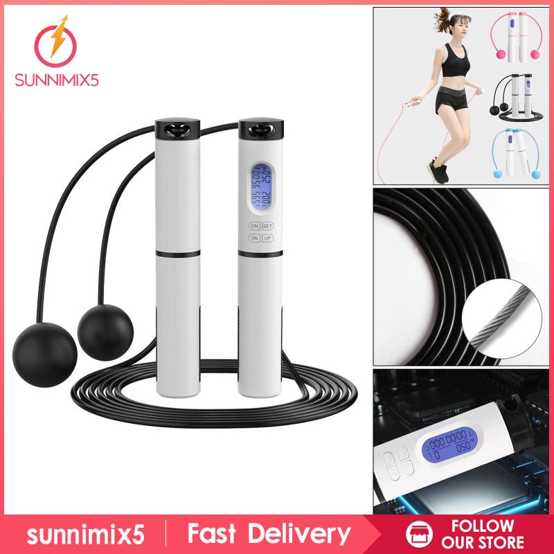 Digital Skipping Jump Rope Bearing Cordless Weighted Jumping Rope Pink ...