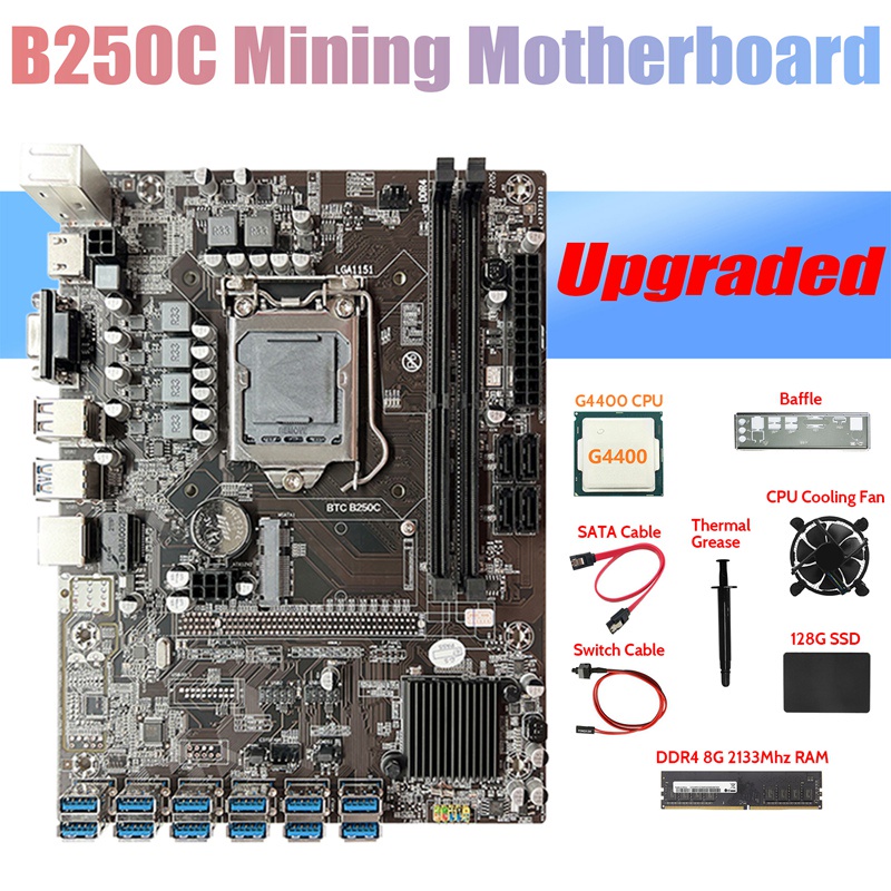 B250C ETH Miner Motherboard 12USBG4400 CPUDDR4 8GB RAM128G SSDFanSATA ...