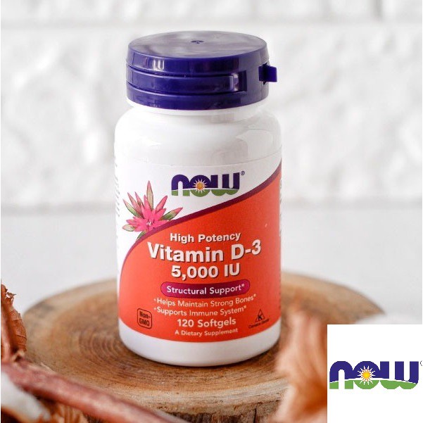 วิตามินดี 3 ประสิทธิภาพสูง Vitamin D3 High Potency 5000 IU 120 Softgels (Now Foods) D-3 ดีสาม ...