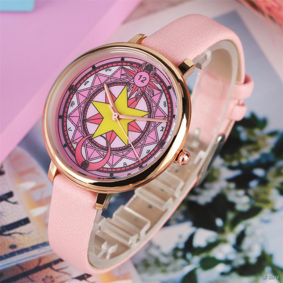 ™Japanese Anime Cardcaptor Sakura Theme Student Watches Pink Leather ...
