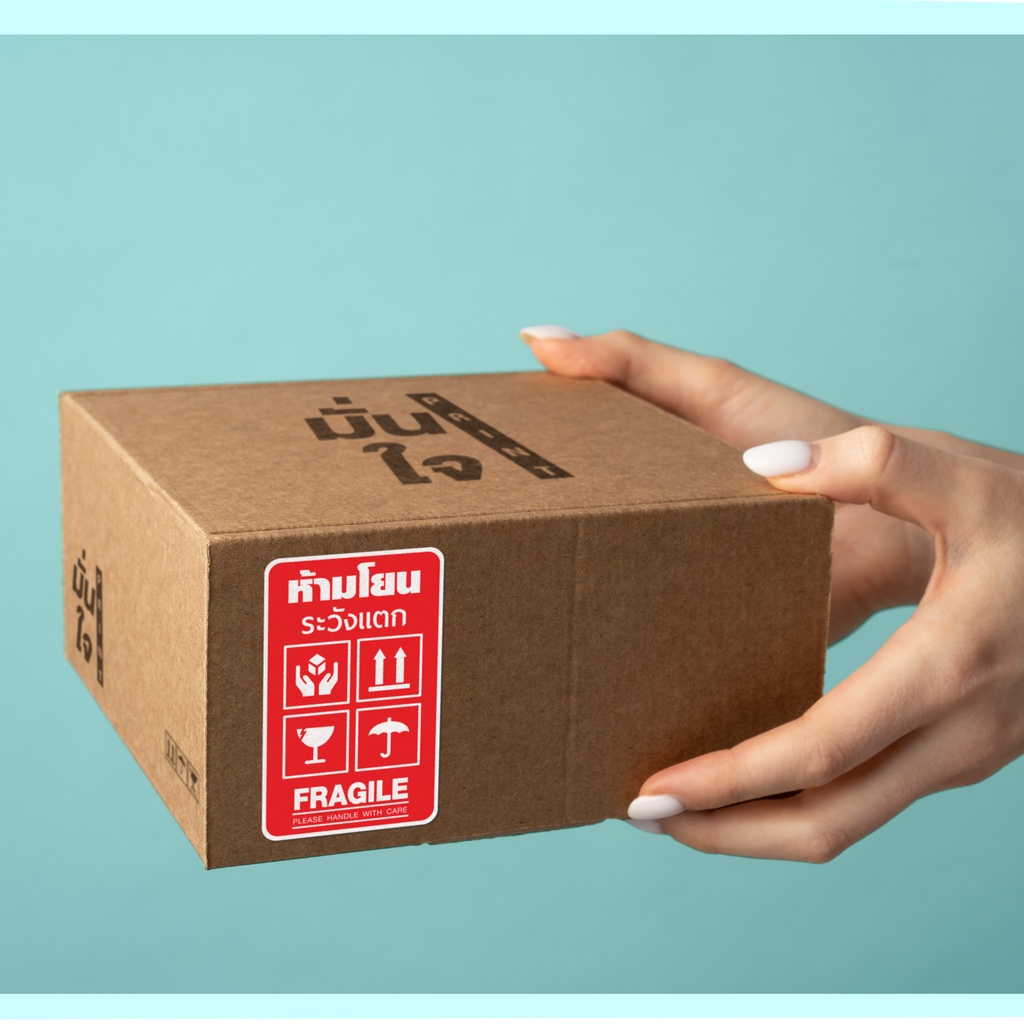 สติ๊กเกอร์ระวังแตก PVC กันน้ำ 30 ดวง สติกเกอร์วิดีโอ Fragile ระวังพัสดุ ...