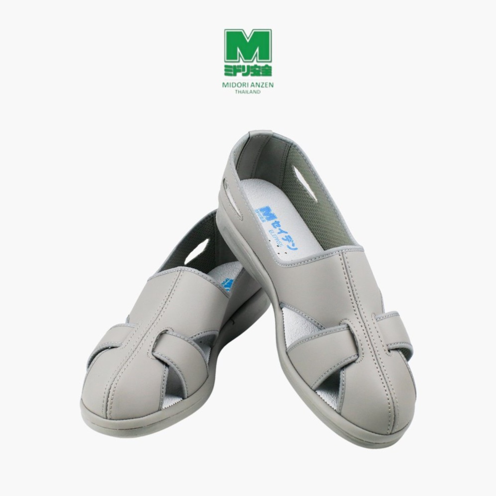 ️tjf61n3khh Midori Anzen รองเท้ากันไฟฟ้าสถิตย์ รุ่น Elepass Cool N สีเทา Anti-Static Work Shoe ...