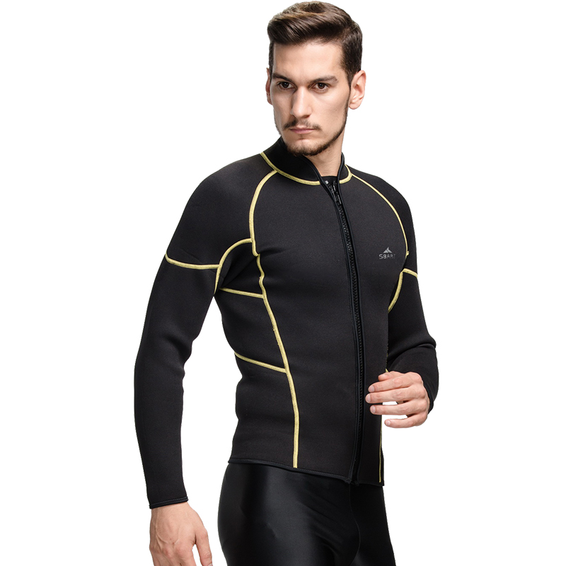 SBART 3MM Neoprene Wetsuit Top Men Long Sleeve Sunscreen UV Warm ...