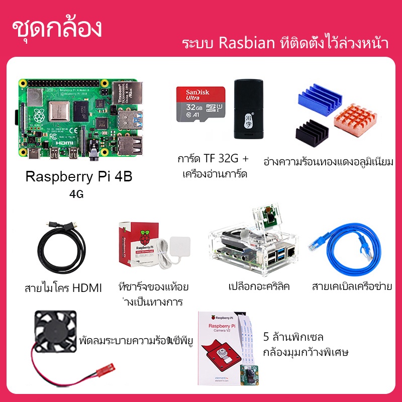 Offcial raspberry pi 4 model B 4GB Camera set Pre-installed rasbian ...