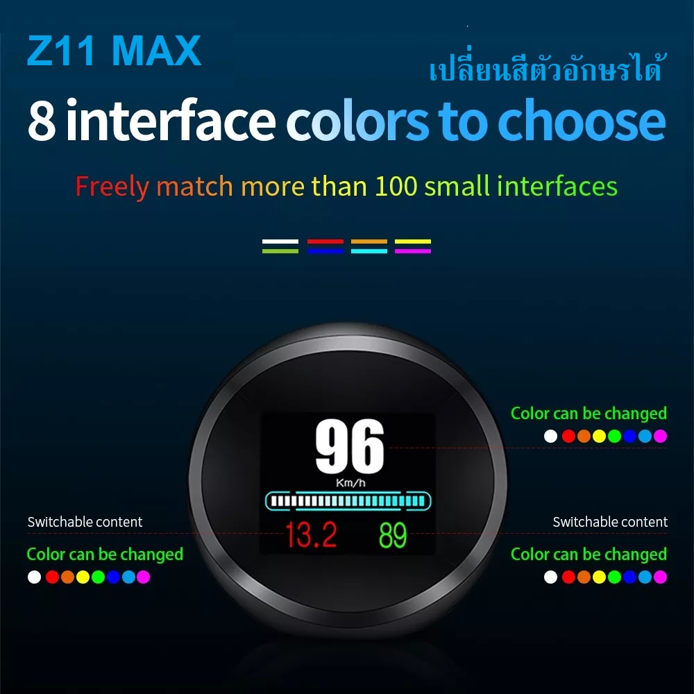 OBD OBD2 GPS Z11 MAX 2022 ภาษาไทย รับประกัน2ปี Smart Gauge Meter เตือน ความร้อน ความเร็ว ...