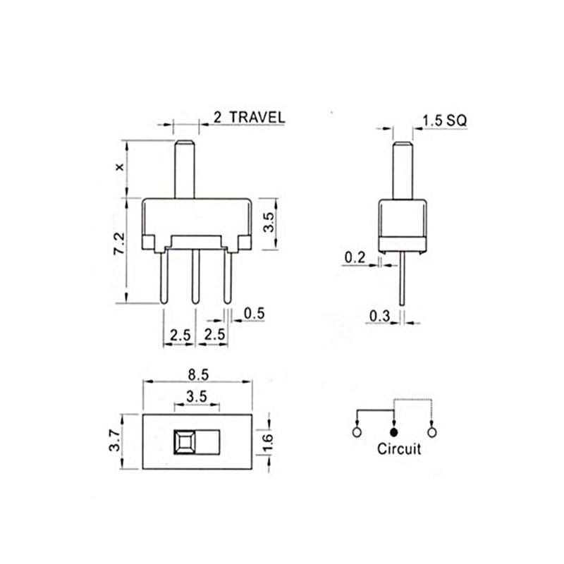 1pcs Interruptor on-off Mini Slide Switch SS12D00G4 SPDT 1P2T 2 Position 3 Pin PCB Panel ...