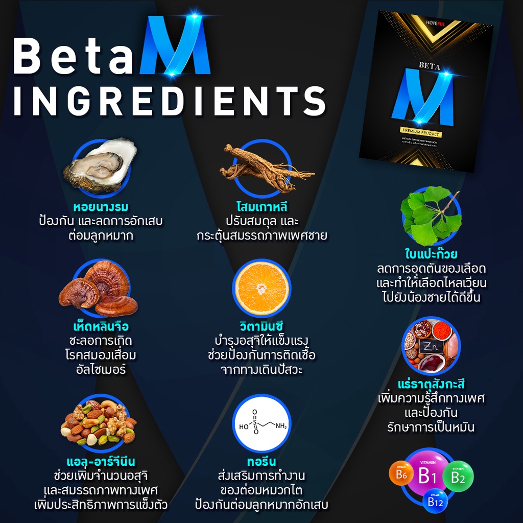 ส่งฟรี BetaM (เบต้าเอ็ม) 3 กล่อง (12 แคปซูล) อาหารเสริมสำหรับท่านชาย ...