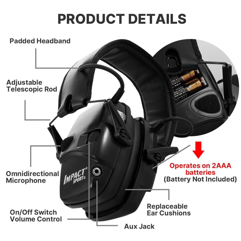๑Electronic Shooting Earmuff Anti-noise Impact Ear Protector Outdoor ...
