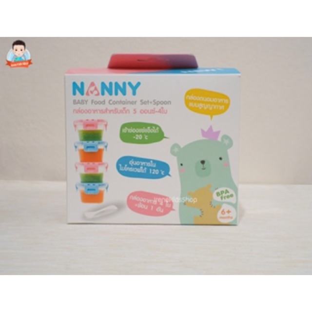 ชุดเก็บอาหารฝาล็อคพร้อมช้อน ขนาด5ออนซ์ Nanny Baby Food Container Set ...