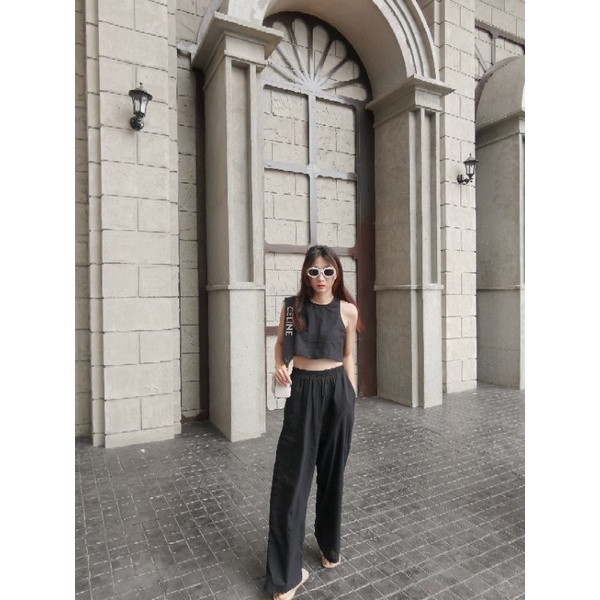 (โค้ด WJUFJP ลดทันที 50.-) Jolly Molly Crew Neck Linen set ชุดเซ็ทลินิน ...