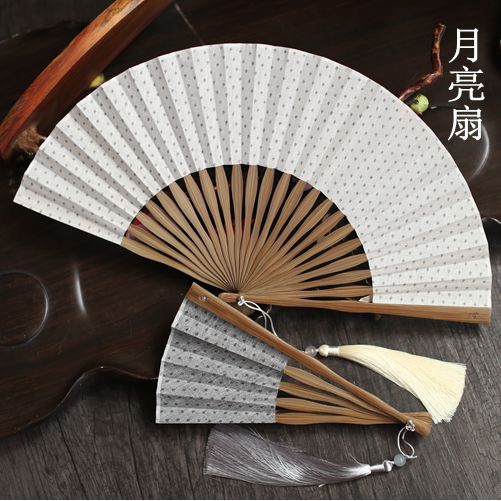 [时光的小店]Moon fan Retro style cotton and linen 7-inch male fan female ...
