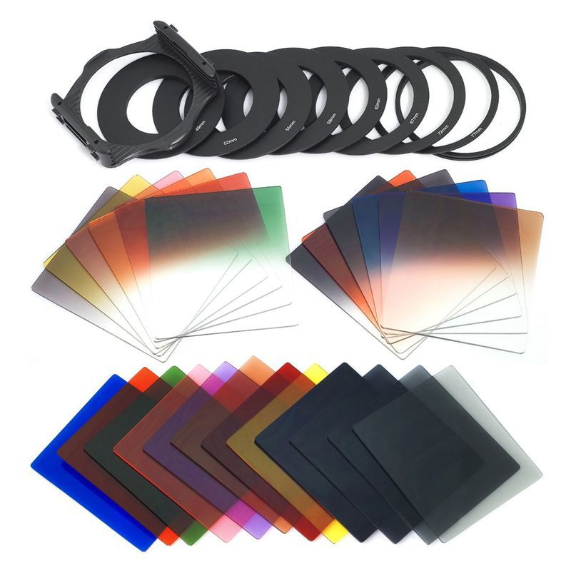 24pcs Nd Graduated Filters 9pcs Adapter Ring Lens Hood Filter Holder ...