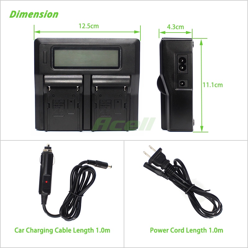 Lcd Dual Battery Fast Charger For Sony Np-f550 F570 F770 F960 F970 Qm71d Qm91d Fm500h Sokkia ...