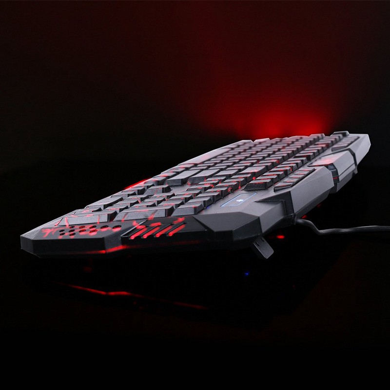Gaming Keyboard, Tricolor Backlit Cracked Wired Keyboard with 104 Keys ...