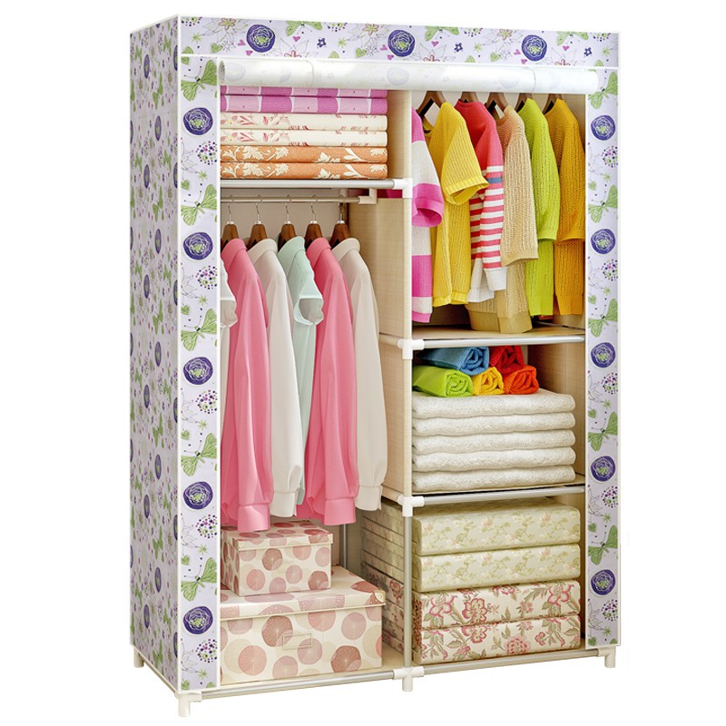 Small cloth wardrobe simple breathable steel tube cloth wardrobe modern ...