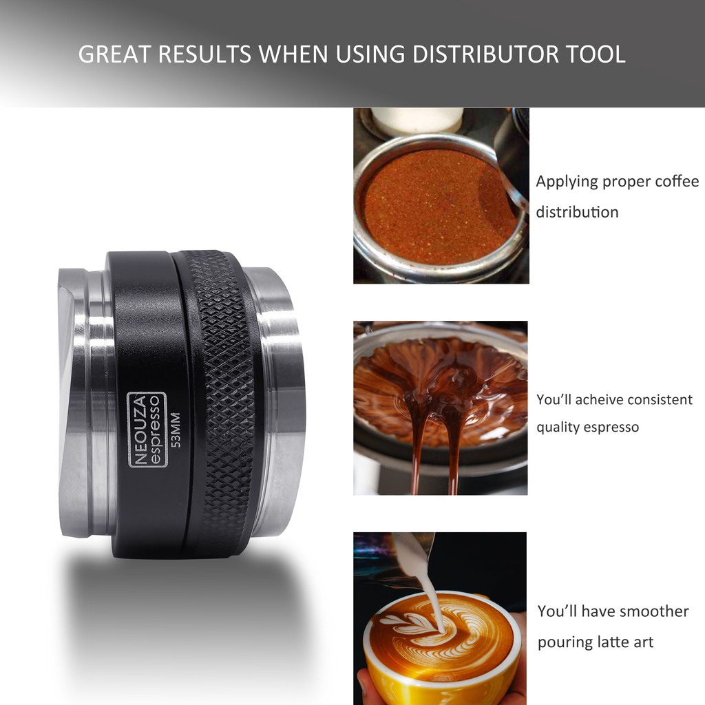 NEOUZA 53mm Coffee Distributor & Tamper 2 in 1, Dual Head Coffee ...