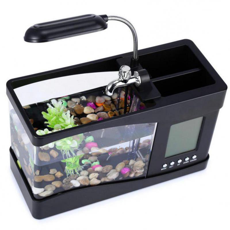 USB Mini Aquarium Desktop Fish Tank Electronic LED Fish Bowl j5TN ...