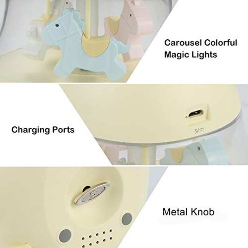 Carousel Music Box, Press Sensor LED Night Lights with USB Charging, 7 ...
