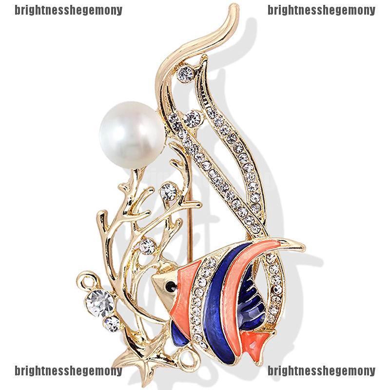 BMTH Multi Enamel Fish Brooches Crystal Rhinestone Animal Brooch Suit Corsage adore ...