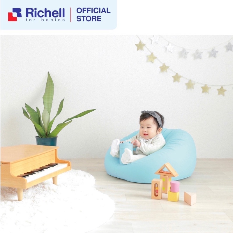 Richell ริเชล (ริชเชลรีเชล) Soft Baby Sofa เก้าอี้ปั้มลมโซฟา แบบผ้ากำมะหยี่ พกพาสะดวก เก้าอี้ฝึก ...