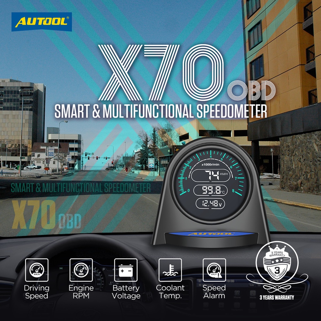 AUTOOL X70 OBD2 สมาร์จเกจ วัดความเร็ว Smart Gauge Digital Meter/Display ...