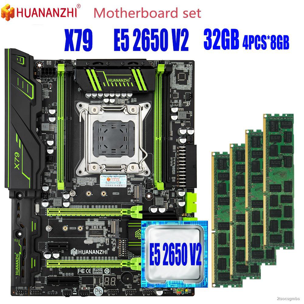 HUANANZHI X79 motherboard with Xeon E5 2650 V2 4x8GB=32GB 1600MHz 12800R DDR3 ECC REG memory X79 ...