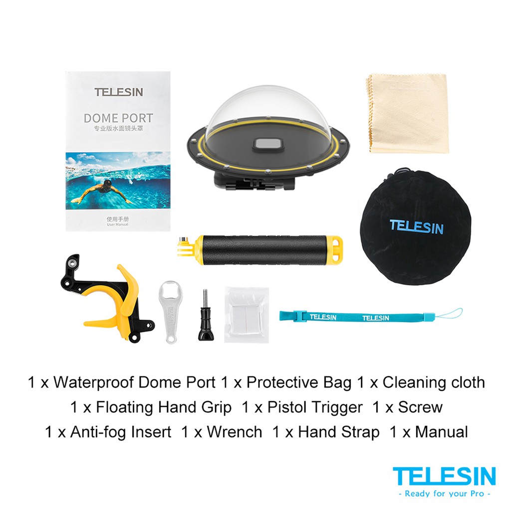 โดมถ่ายครึ่งบกครึ่งน้ำ???? TELESIN® DOME PORT + SHUTTER TRIGGER (HERO 9 ...