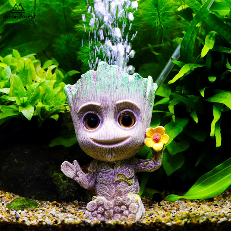 DF Cute Tree Man Figurine Garden Aquarium Decoration Driftwood Statue ...
