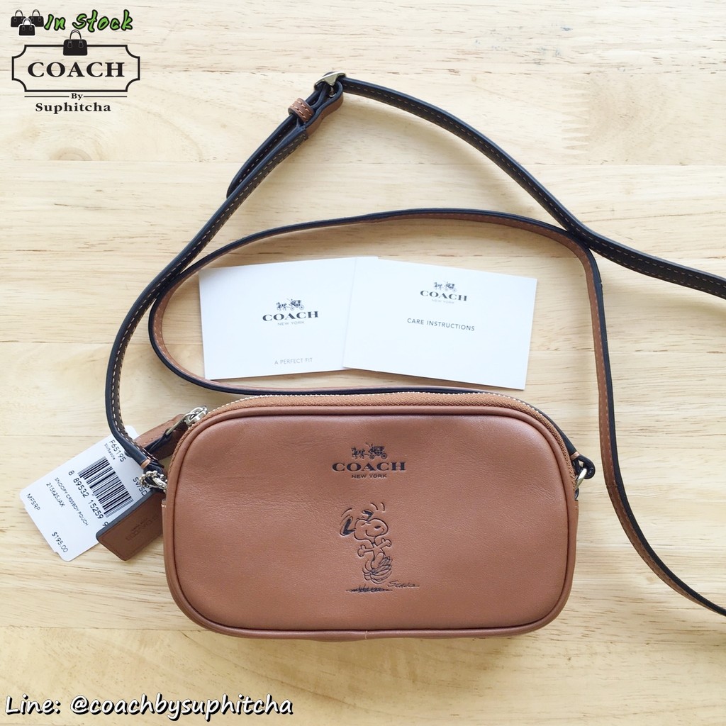 COACH W X PEANUTS SNOOPY DOUBLE ZIP CROSSBODY POUCH PURSE | Shopee Thailand