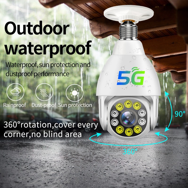 กล้องวงจรปิด cctv 1080P 5G Dual-Band Wireless WiFi IP Camera E27 ...