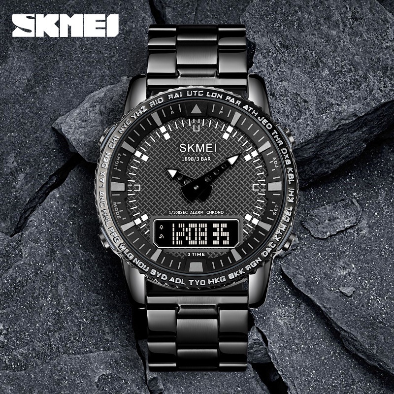 Skmei 1898 นาฬิกาข้อมือดิจิทัล อะนาล็อก โครโนกราฟ 3 เวลา กันน้ํา สําหรับผู้ชาย - justease.store ...