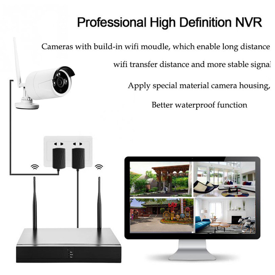 8CH 2.0MP Outdoor Wireless Wi Fi NVR Kits Home Security CCTV System ...