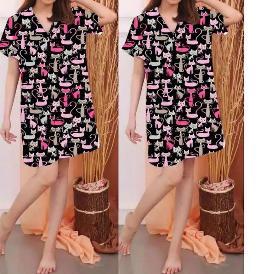 Hokyfashion Piyama Daster กระเป๋าผ้าฝ้ายลายแมวดําสไตล์ญี่ปุ่น ...