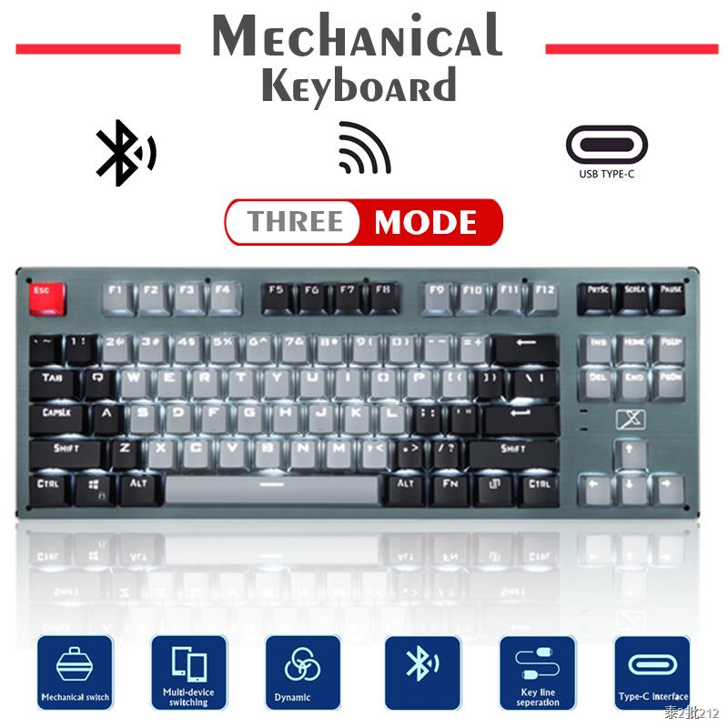 87 Keys Mechanical Keyboard Backlit Wireless Wired Bluetooth-Compatible ...