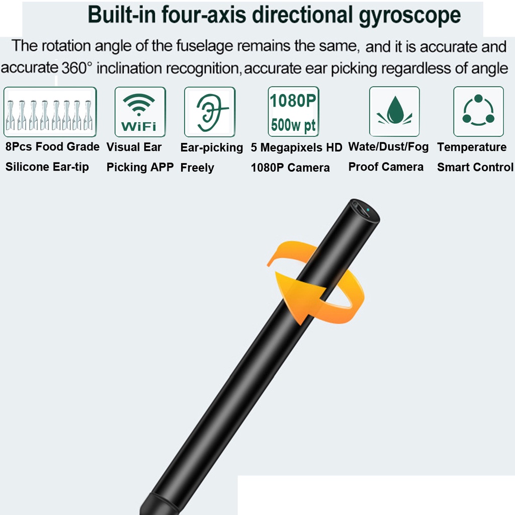 Smart Visual Ear Cleaning Mini Endoscope Camera HD Wifi Camera Ear ...