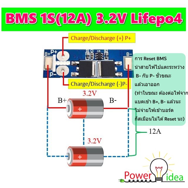 BMS 1S(7.5A)3.2V, 1S(12A)3.2V และ 1S(25A)3.2V LiFePO4 บอร์ดป้องกัน ...