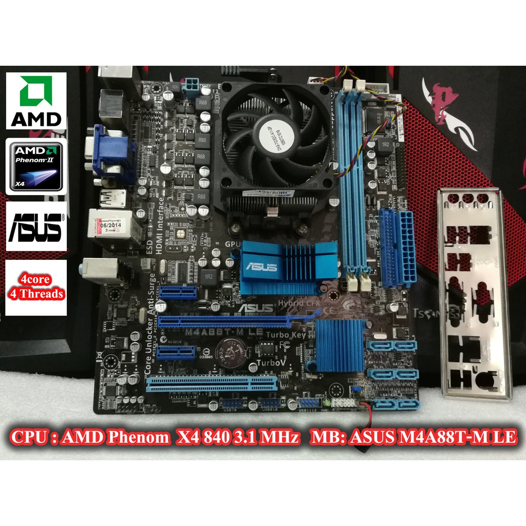 [ลด 200.- โค้ด TANG544]CPU AMD Phenom II X4 840 Quad-Core + ASUS M4A88T ...