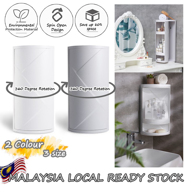 360 Degree Rotating 3 Layers Corner Rack 360 Bathroom Kitchen Shelf ...