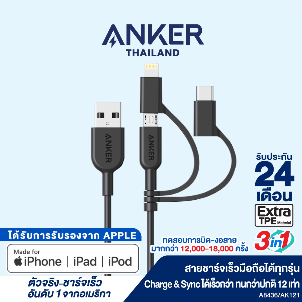 Anker PowerLine Micro USB 90cm (3ft) รองรับชาร์จเร็ว สายชาร์จแอนดรอยด์ ...