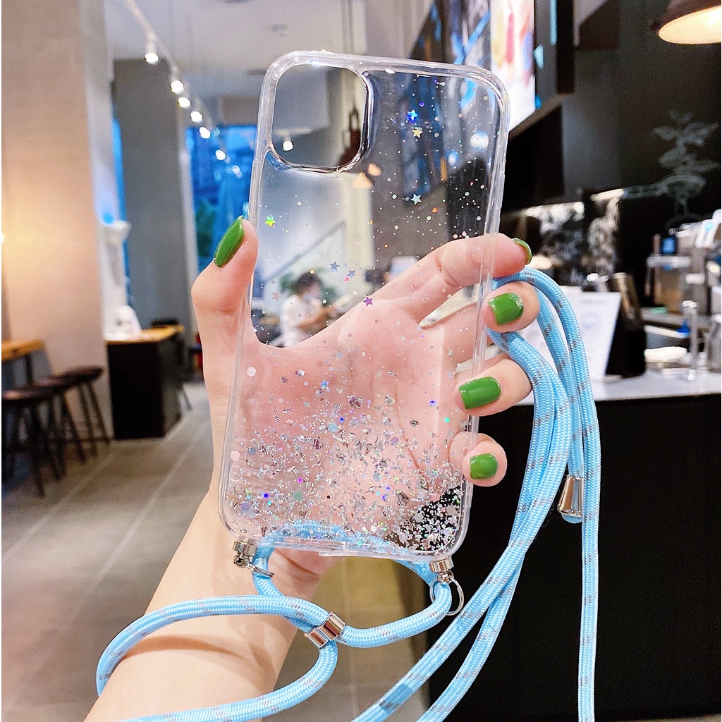 Lanyard สายรัด เคสโทรศัพท์ Vivo V21 V20 SE Pro 5G เคส Soft Case Glitter ...