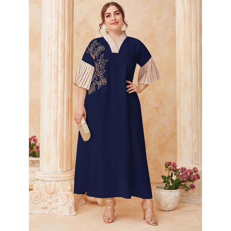 TOLEEN Plus Size Luxury Elegant Women Dress Vintage Embroidery Floral ...