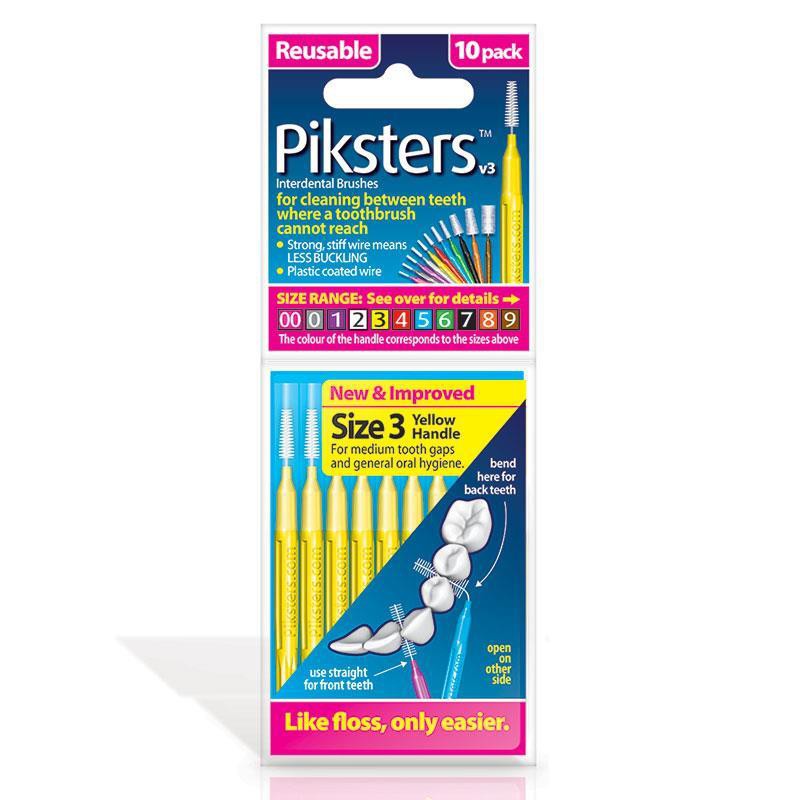 แปรงทำความสะอาดซอกฟัน 10 ชิ้น Piksters Interdental Brush Size 3 (Yellow ...