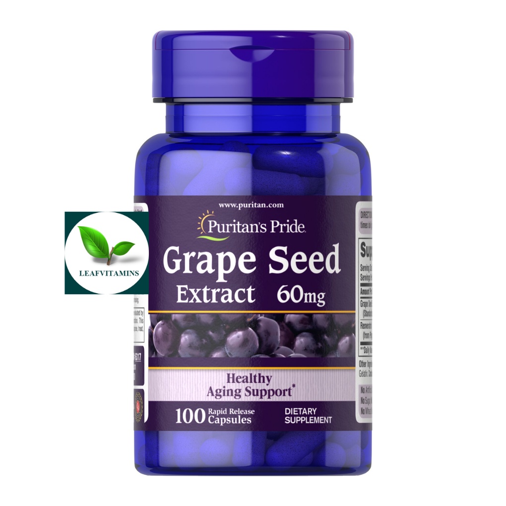 Puritans Pride Grape Seed Extract with Resveratrol 100 Capsules ...